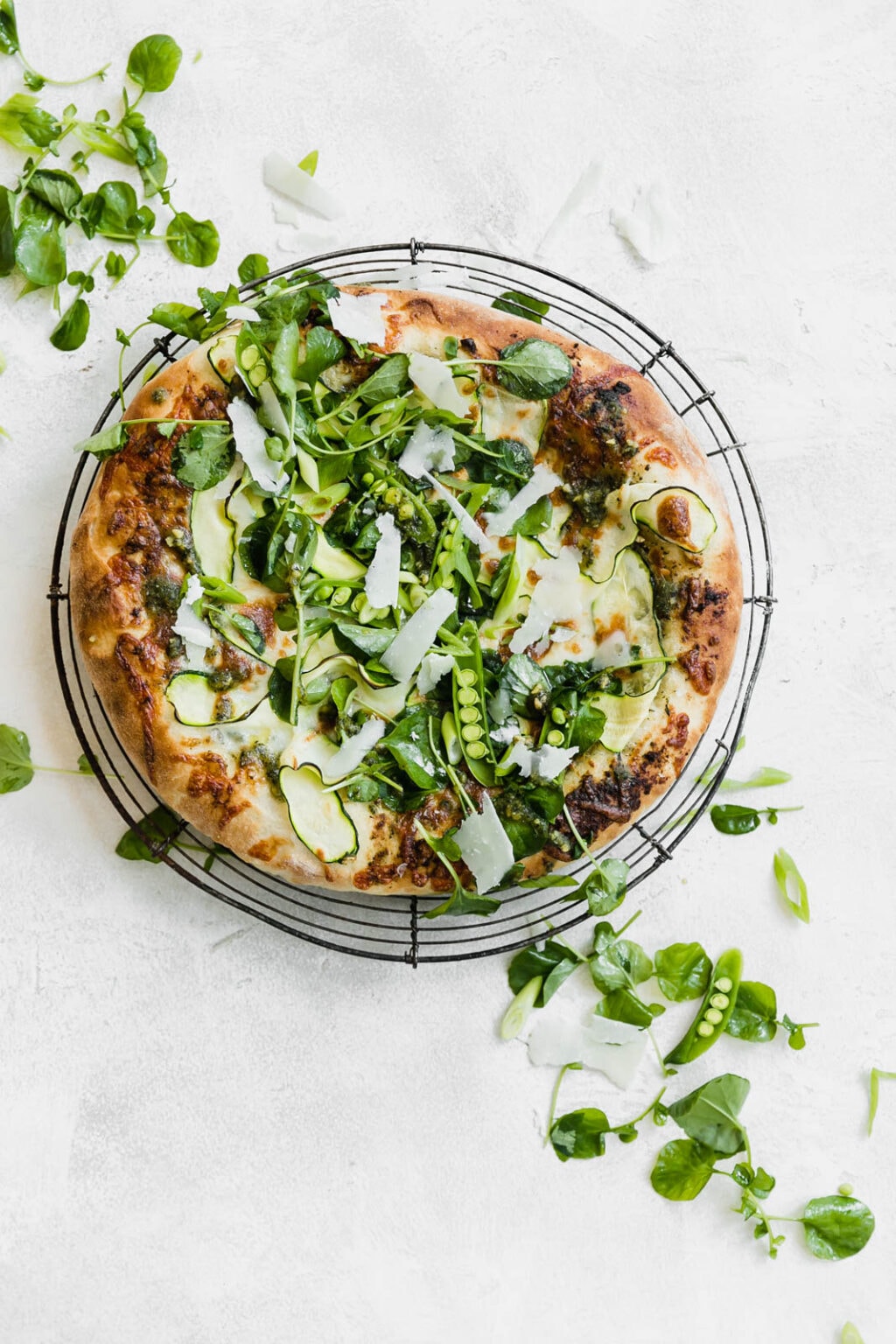 Pesto Green Pizza with Spring Veggies - Broma Bakery