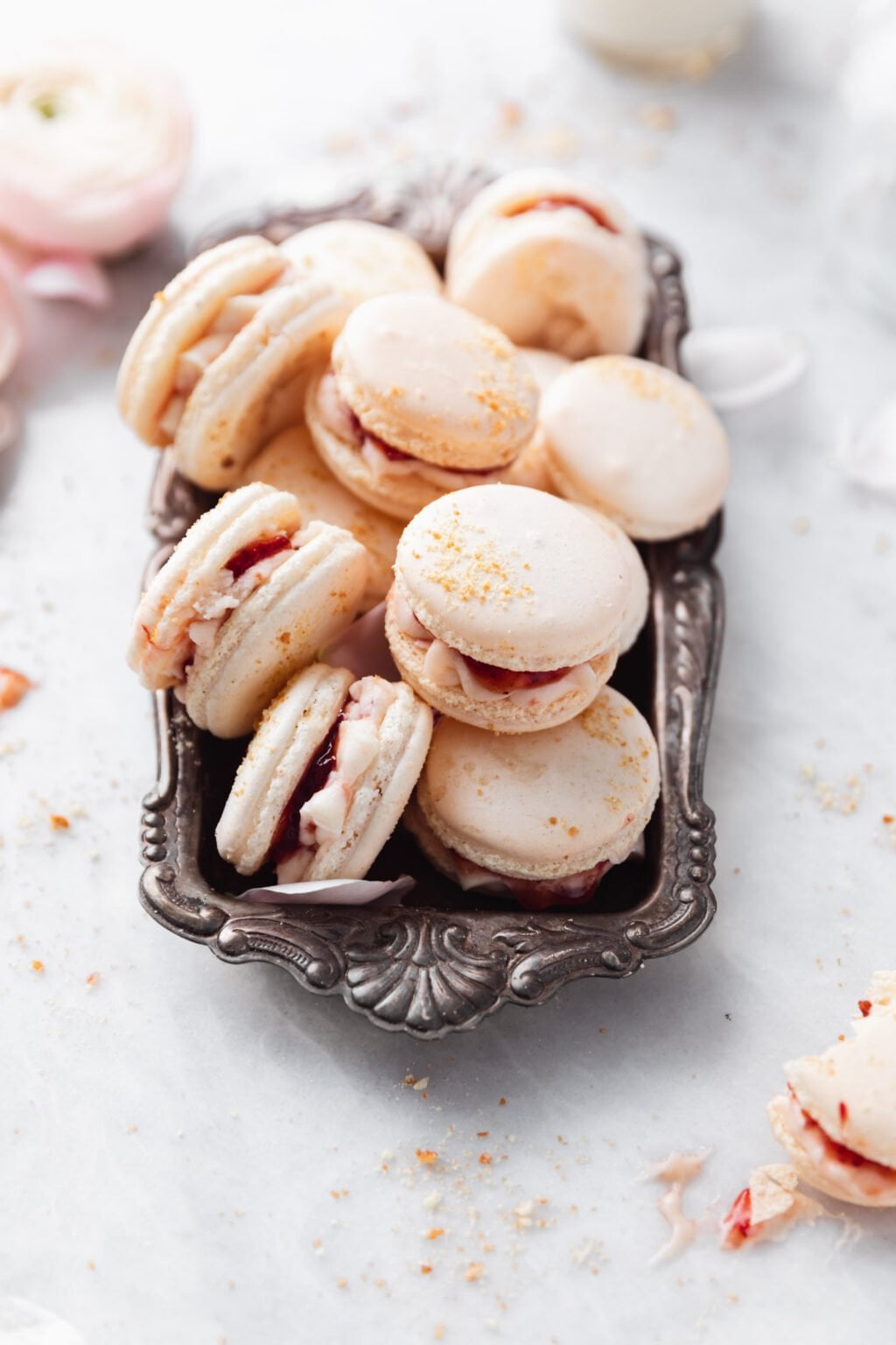 Strawberry Shortcake Macarons - the perfect spring macarons - Broma Bakery