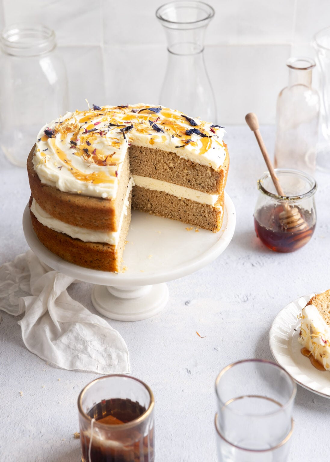 London Fog Cake with Honey Cream Cheese Frosting - Broma Bakery